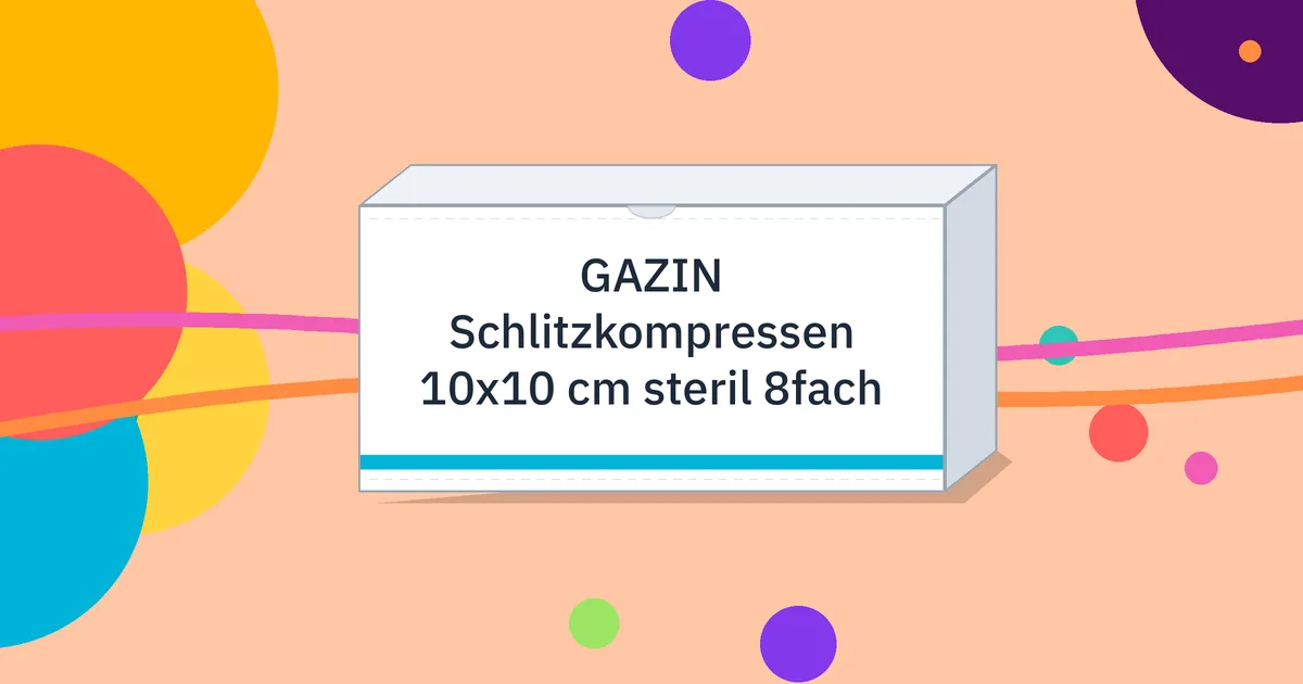 Symbolbild: Packung mit der Aufschrift GAZIN Schlitzkompressen 10x10 cm steril 8fach (PZN 01511748) – Verfügbarkeit und Bezug in Apotheken in Frankfurt am Main