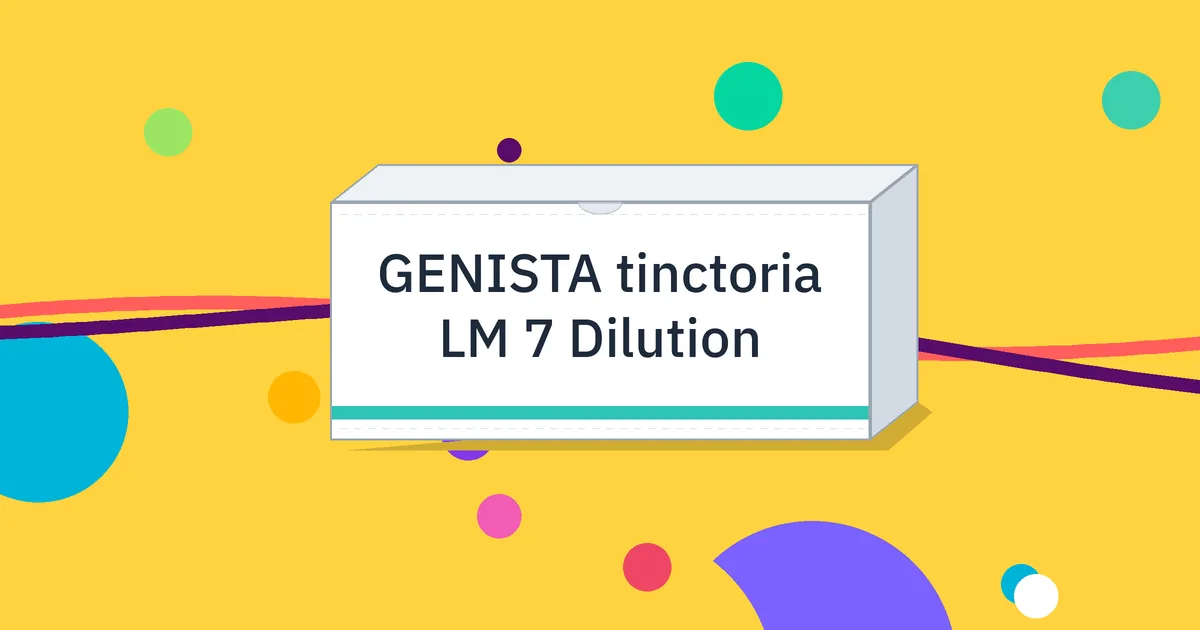 Symbolbild: Packung mit der Aufschrift GENISTA tinctoria LM 7 Dilution (PZN 13499395) – Verfügbarkeit und Bezug in Apotheken in Frankfurt am Main