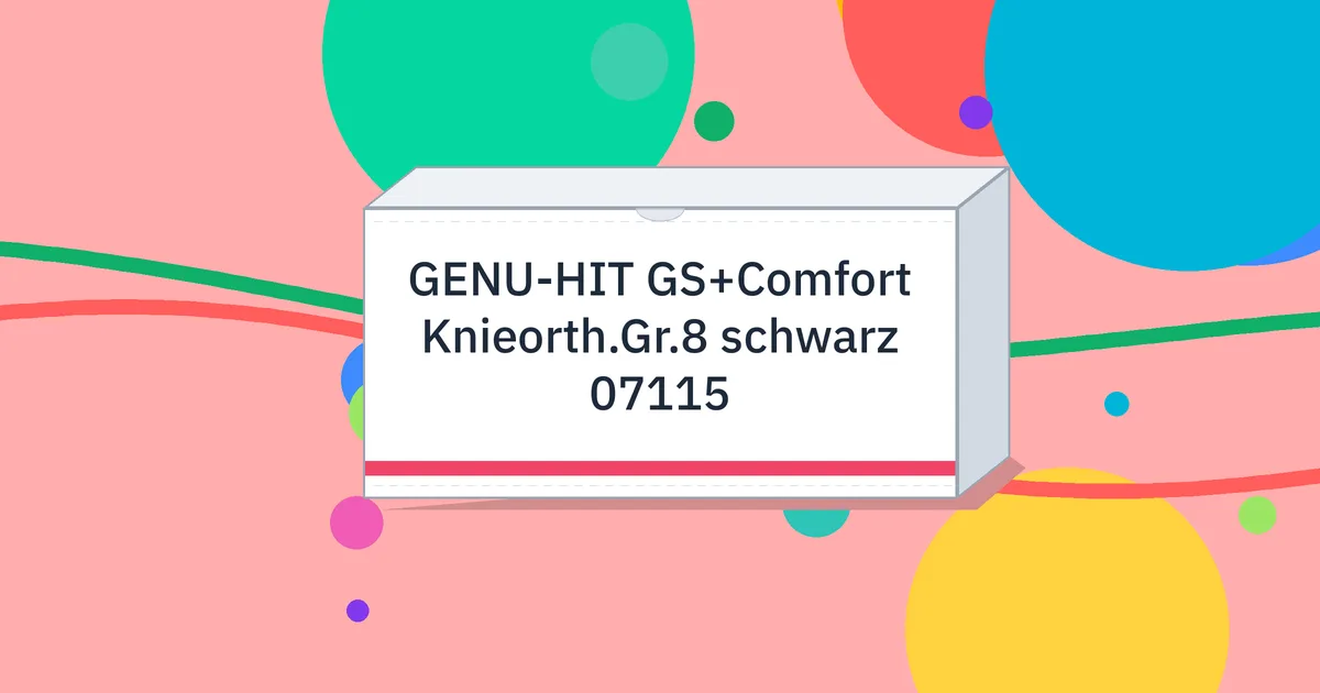 Symbolbild: Packung mit der Aufschrift GENU-HIT GS+Comfort Knieorth.Gr.8 schwarz 07115 (PZN 20835416) – Verfügbarkeit und Bezug in Apotheken in Frankfurt am Main
