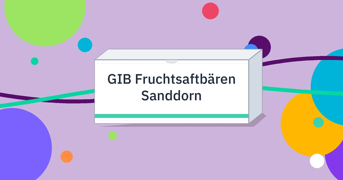 Symbolbild: Packung mit der Aufschrift GIB Fruchtsaftbären Sanddorn (PZN 18467939) – Verfügbarkeit und Bezug in Apotheken in Frankfurt am Main