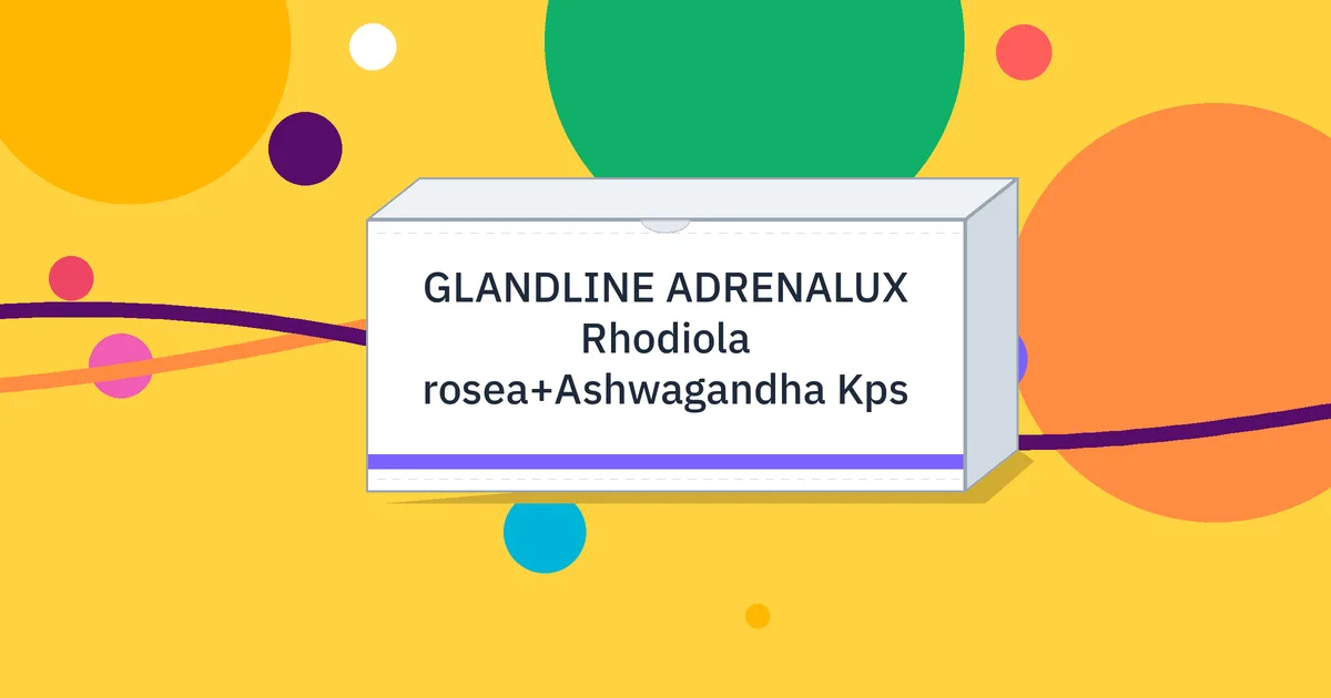 Symbolbild: Packung mit der Aufschrift GLANDLINE ADRENALUX Rhodiola rosea+Ashwagandha Kps (PZN 18788017) – Verfügbarkeit und Bezug in Apotheken in Frankfurt am Main