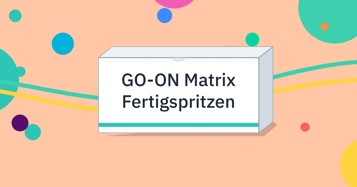 Symbolbild: Packung mit der Aufschrift GO-ON Matrix Fertigspritzen (PZN 19065781) – Verfügbarkeit und Bezug in Apotheken in Frankfurt am Main