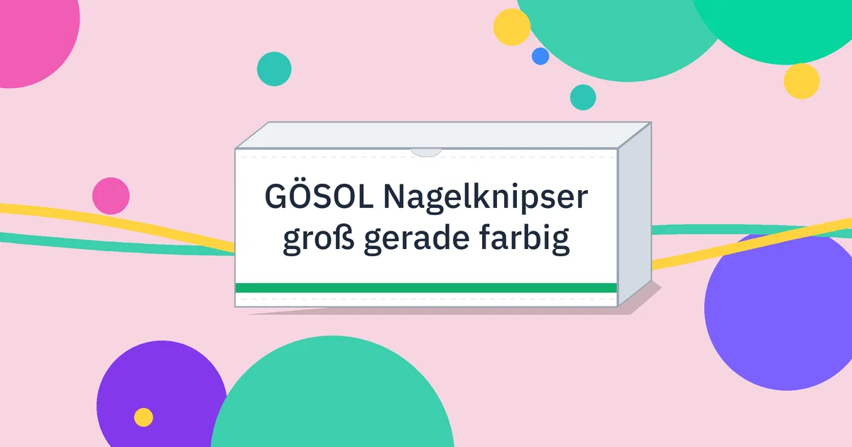Symbolbild: Packung mit der Aufschrift GÖSOL Nagelknipser groß gerade farbig (PZN 15584768) – Verfügbarkeit und Bezug in Apotheken in Frankfurt am Main