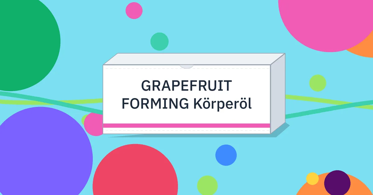 Symbolbild: Packung mit der Aufschrift GRAPEFRUIT FORMING Körperöl (PZN 03076274) – Verfügbarkeit und Bezug in Apotheken in Frankfurt am Main