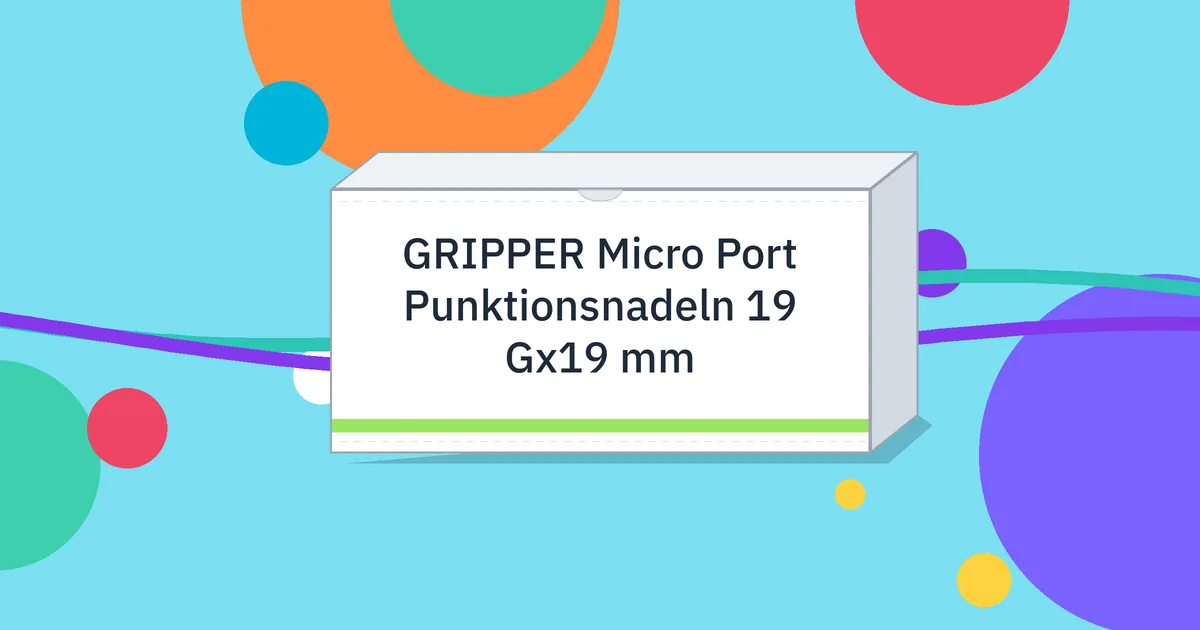 Symbolbild: Packung mit der Aufschrift GRIPPER Micro Port Punktionsnadeln 19 Gx19 mm (PZN 04651556) – Verfügbarkeit und Bezug in Apotheken in Frankfurt am Main