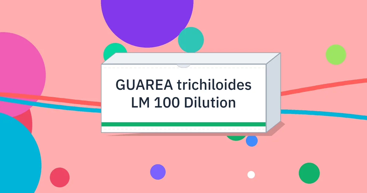 Symbolbild: Packung mit der Aufschrift GUAREA trichiloides LM 100 Dilution (PZN 13548691) – Verfügbarkeit und Bezug in Apotheken in Frankfurt am Main