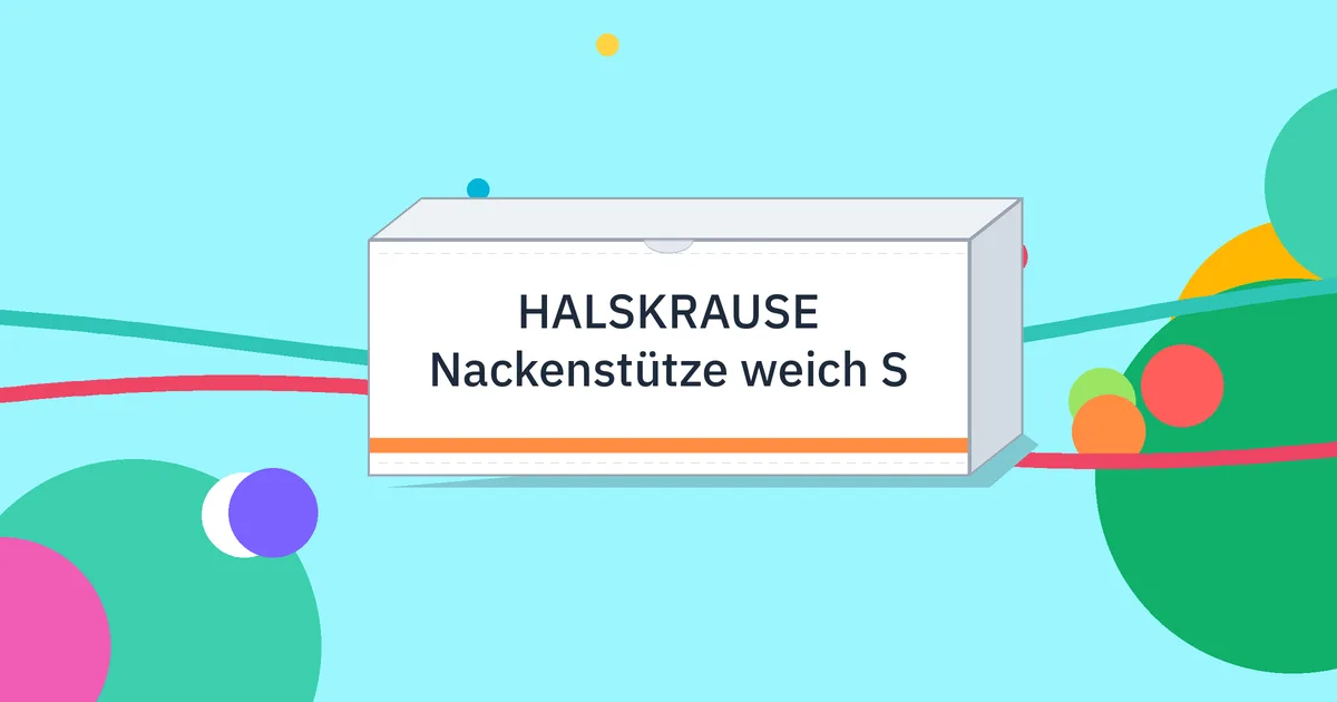Symbolbild: Packung mit der Aufschrift HALSKRAUSE Nackenstütze weich S (PZN 19069023) – Verfügbarkeit und Bezug in Apotheken in Frankfurt am Main