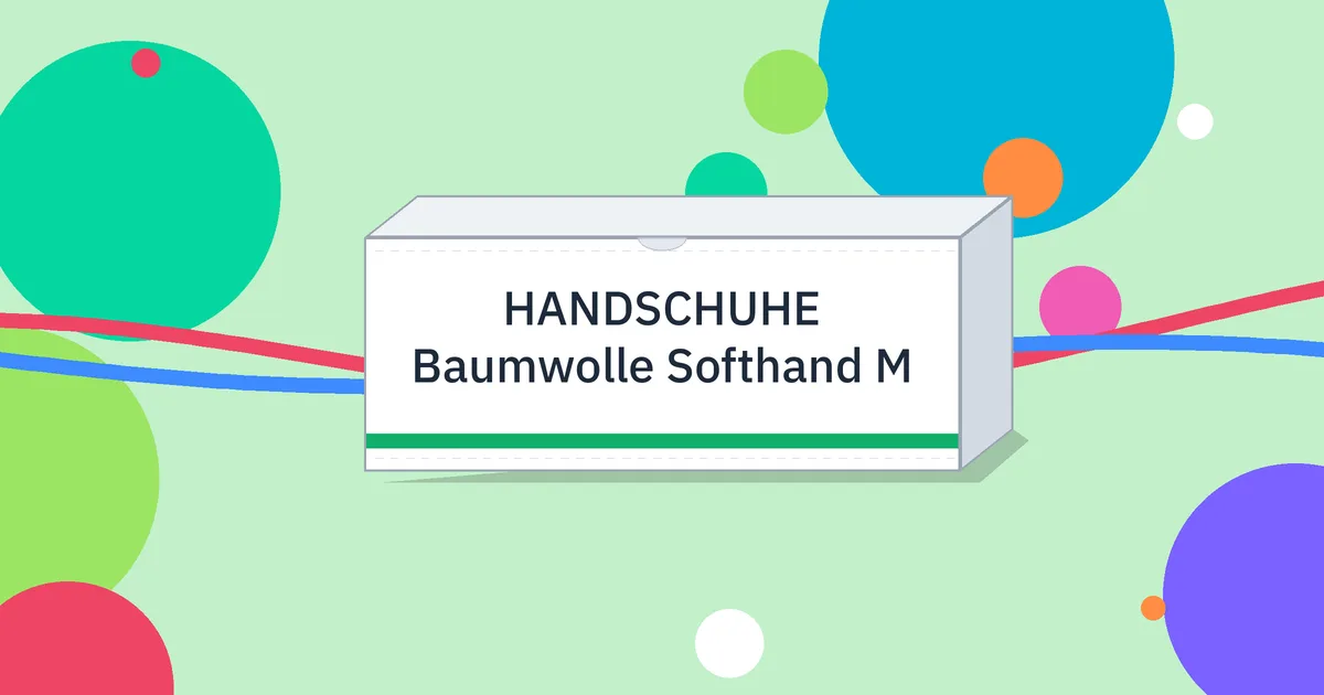 Symbolbild: Packung mit der Aufschrift HANDSCHUHE Baumwolle Softhand M (PZN 04016239) – Verfügbarkeit und Bezug in Apotheken in Frankfurt am Main