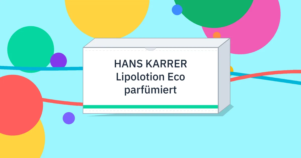 Symbolbild: Packung mit der Aufschrift HANS KARRER Lipolotion Eco parfümiert (PZN 16811255) – Verfügbarkeit und Bezug in Apotheken in Frankfurt am Main