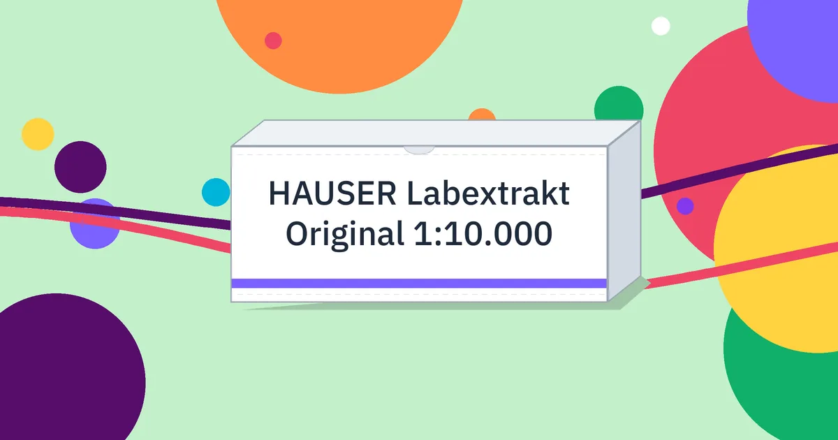 Symbolbild: Packung mit der Aufschrift HAUSER Labextrakt Original 1:10.000 (PZN 00451754) – Verfügbarkeit und Bezug in Apotheken in Frankfurt am Main