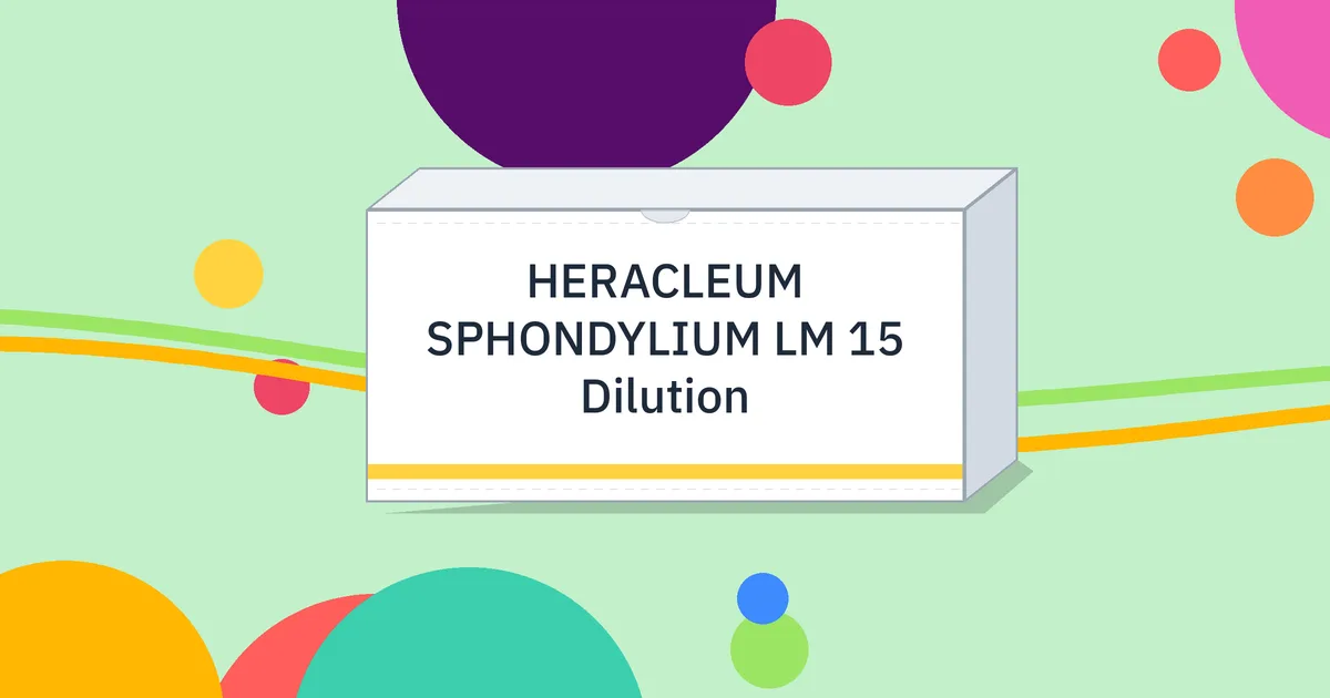 Symbolbild: Packung mit der Aufschrift HERACLEUM SPHONDYLIUM LM 15 Dilution (PZN 13552617) – Verfügbarkeit und Bezug in Apotheken in Frankfurt am Main