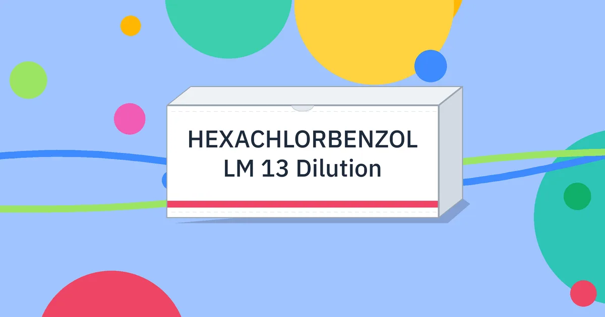 Symbolbild: Packung mit der Aufschrift HEXACHLORBENZOL LM 13 Dilution (PZN 12888812) – Verfügbarkeit und Bezug in Apotheken in Frankfurt am Main
