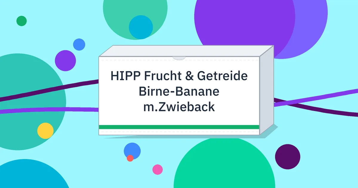 Symbolbild: Packung mit der Aufschrift HIPP Frucht & Getreide Birne-Banane m.Zwieback (PZN 09540689) – Verfügbarkeit und Bezug in Apotheken in Frankfurt am Main