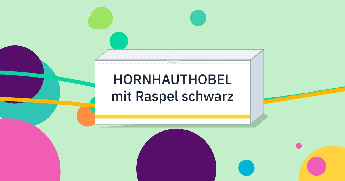 Symbolbild: Packung mit der Aufschrift HORNHAUTHOBEL mit Raspel schwarz (PZN 01526572) – Verfügbarkeit und Bezug in Apotheken in Frankfurt am Main