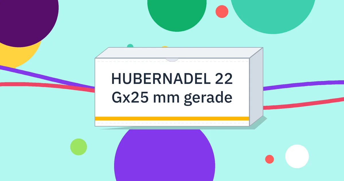Symbolbild: Packung mit der Aufschrift HUBERNADEL 22 Gx25 mm gerade (PZN 00427744) – Verfügbarkeit und Bezug in Apotheken in Frankfurt am Main