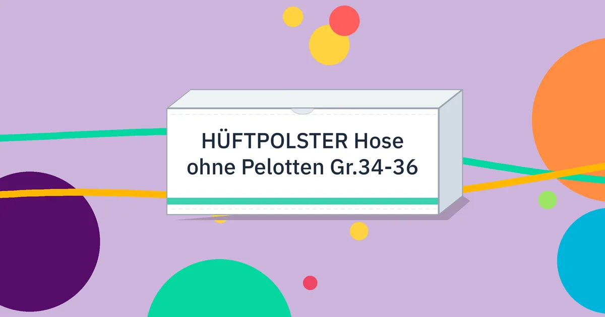 Symbolbild: Packung mit der Aufschrift HÜFTPOLSTER Hose ohne Pelotten Gr.34-36 (PZN 08446362) – Verfügbarkeit und Bezug in Apotheken in Frankfurt am Main
