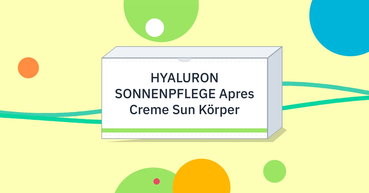 Symbolbild: Packung mit der Aufschrift HYALURON SONNENPFLEGE Apres Creme Sun Körper (PZN 12555275) – Verfügbarkeit und Bezug in Apotheken in Frankfurt am Main