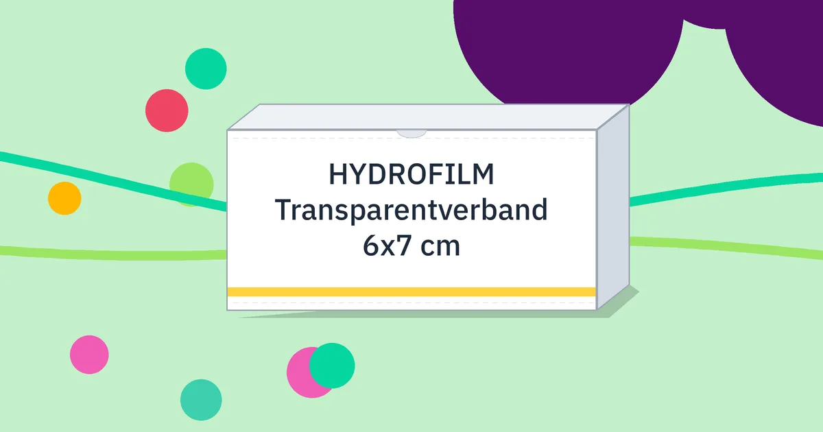 Symbolbild: Packung mit der Aufschrift HYDROFILM Transparentverband 6x7 cm (PZN 06846293) – Verfügbarkeit und Bezug in Apotheken in Frankfurt am Main