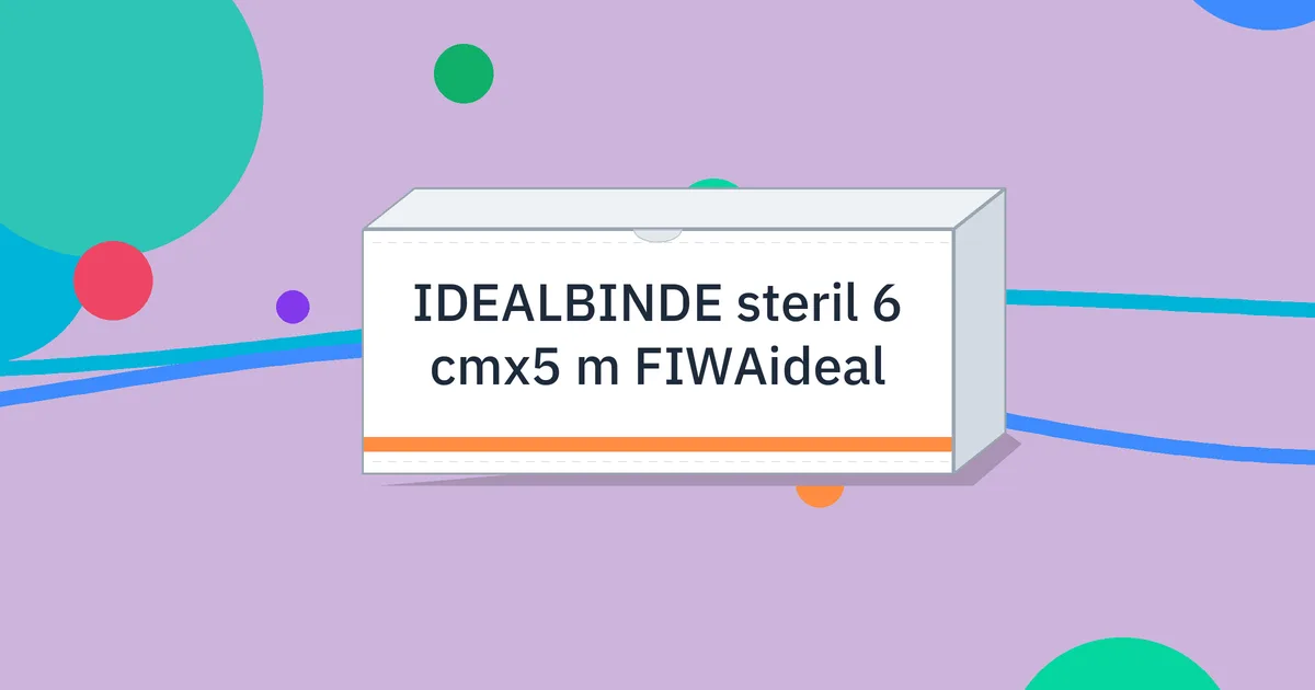 Symbolbild: Packung mit der Aufschrift IDEALBINDE steril 6 cmx5 m FIWAideal (PZN 11860160) – Verfügbarkeit und Bezug in Apotheken in Frankfurt am Main
