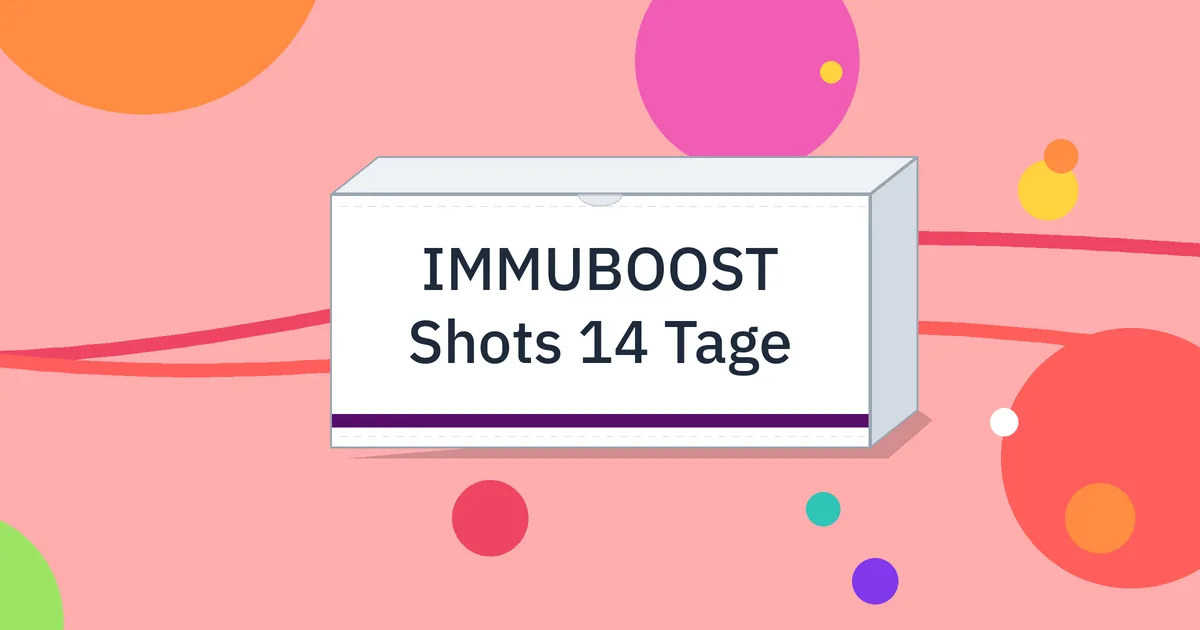 Symbolbild: Packung mit der Aufschrift IMMUBOOST Shots 14 Tage (PZN 16610485) – Verfügbarkeit und Bezug in Apotheken in Frankfurt am Main