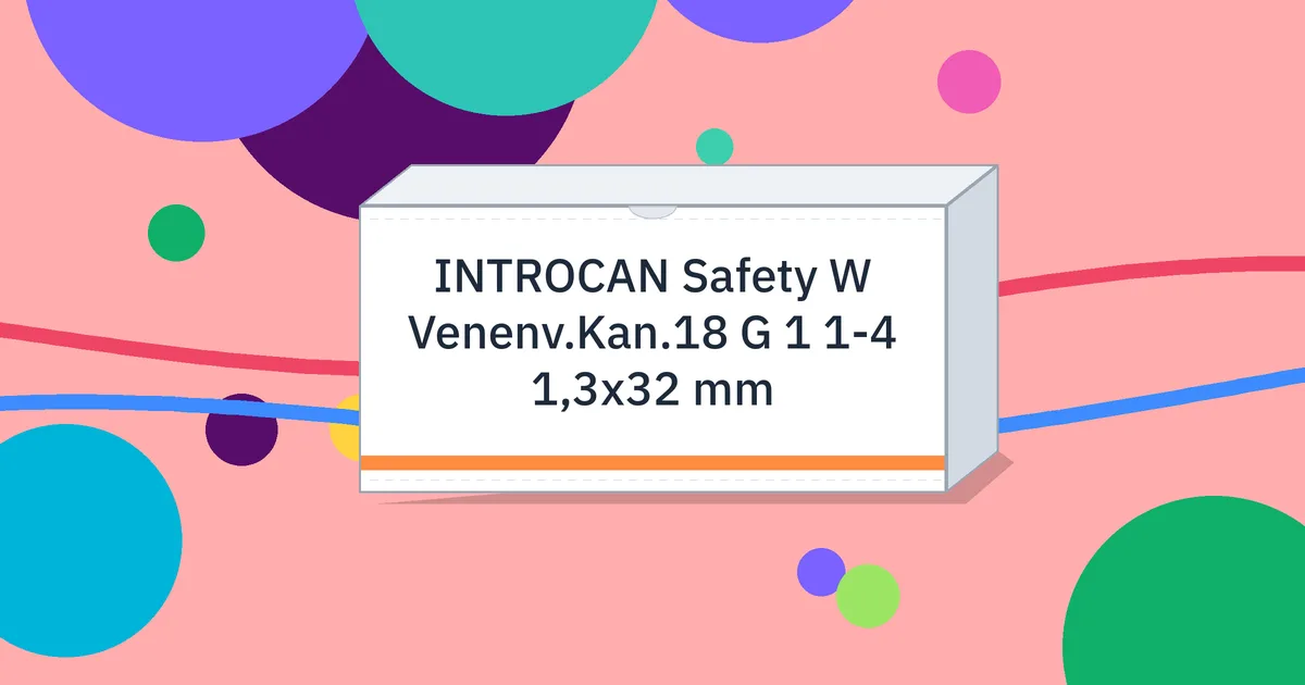 Symbolbild: Packung mit der Aufschrift INTROCAN Safety W Venenv.Kan.18 G 1 1-4 1,3x32 mm (PZN 20345296) – Verfügbarkeit und Bezug in Apotheken in Frankfurt am Main