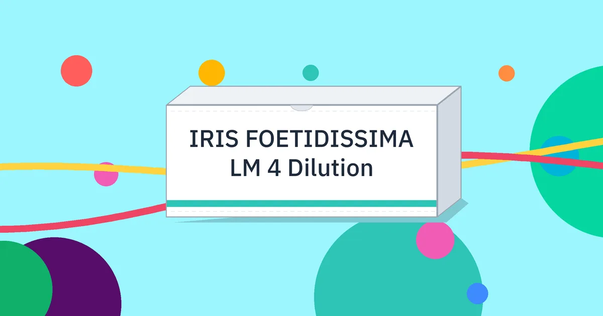 Symbolbild: Packung mit der Aufschrift IRIS FOETIDISSIMA LM 4 Dilution (PZN 12913823) – Verfügbarkeit und Bezug in Apotheken in Frankfurt am Main