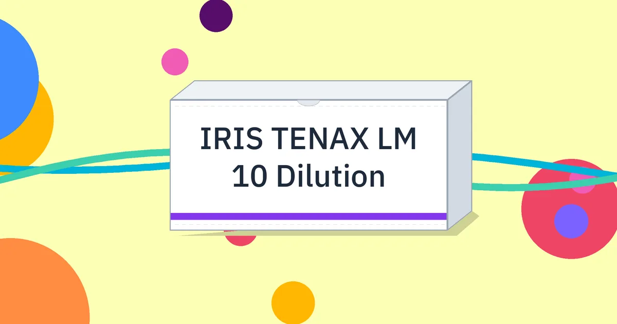 Symbolbild: Packung mit der Aufschrift IRIS TENAX LM 10 Dilution (PZN 12914320) – Verfügbarkeit und Bezug in Apotheken in Frankfurt am Main
