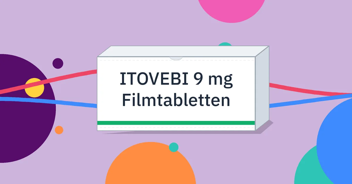 Symbolbild: Packung mit der Aufschrift ITOVEBI 9 mg Filmtabletten (PZN 19282811) – Verfügbarkeit und Bezug in Apotheken in Frankfurt am Main