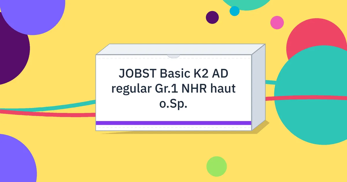 Symbolbild: Packung mit der Aufschrift JOBST Basic K2 AD regular Gr.1 NHR haut o.Sp. (PZN 15312455) – Verfügbarkeit und Bezug in Apotheken in Frankfurt am Main
