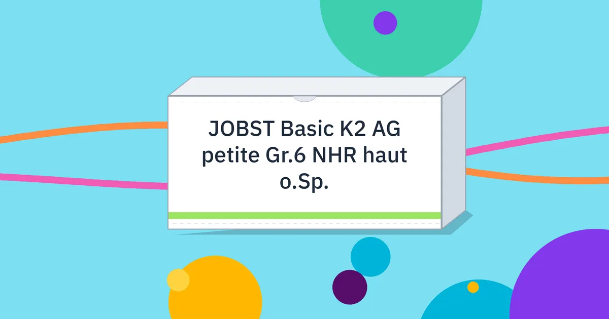 Symbolbild: Packung mit der Aufschrift JOBST Basic K2 AG petite Gr.6 NHR haut o.Sp. (PZN 11249406) – Verfügbarkeit und Bezug in Apotheken in Frankfurt am Main