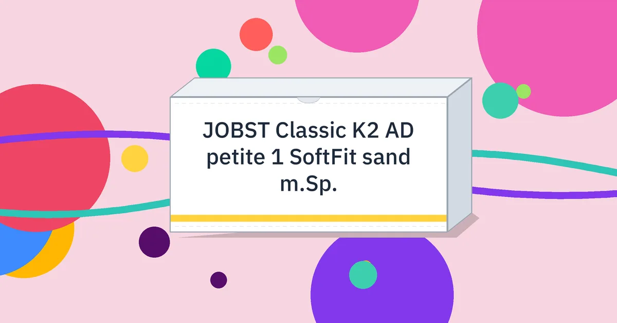 Symbolbild: Packung mit der Aufschrift JOBST Classic K2 AD petite 1 SoftFit sand m.Sp. (PZN 14222767) – Verfügbarkeit und Bezug in Apotheken in Frankfurt am Main