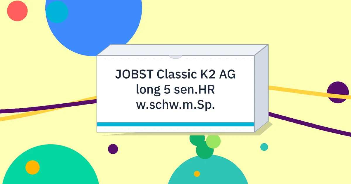 Symbolbild: Packung mit der Aufschrift JOBST Classic K2 AG long 5 sen.HR w.schw.m.Sp. (PZN 17959847) – Verfügbarkeit und Bezug in Apotheken in Frankfurt am Main