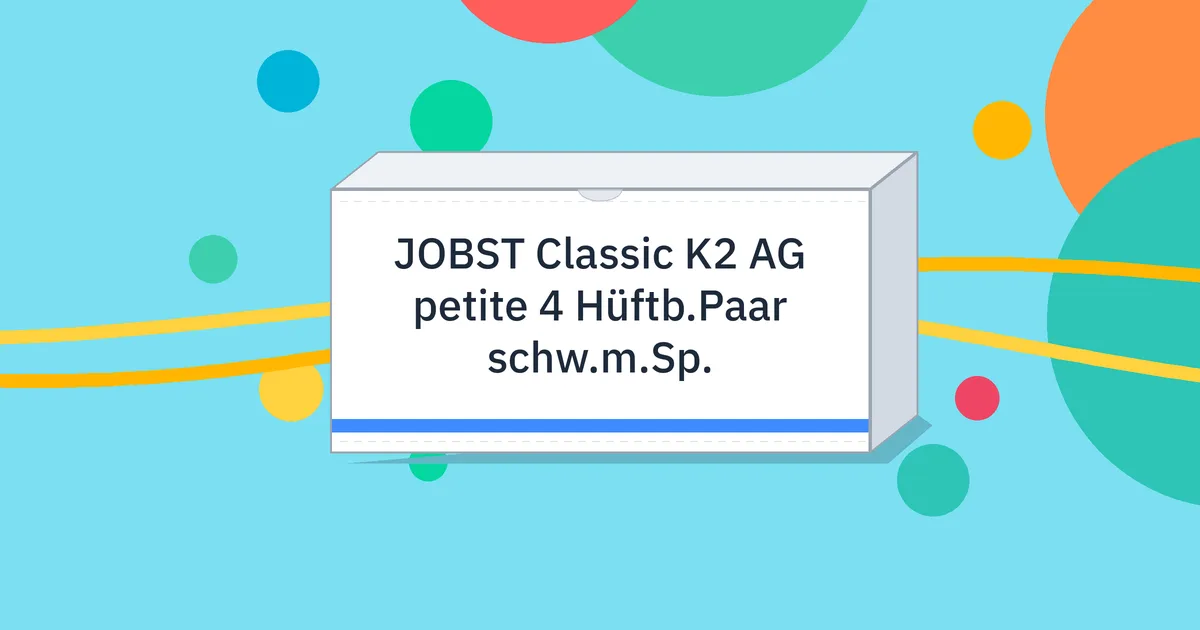 Symbolbild: Packung mit der Aufschrift JOBST Classic K2 AG petite 4 Hüftb.Paar schw.m.Sp. (PZN 13064941) – Verfügbarkeit und Bezug in Apotheken in Frankfurt am Main