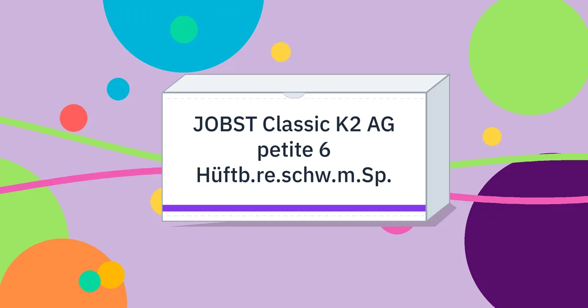 Symbolbild: Packung mit der Aufschrift JOBST Classic K2 AG petite 6 Hüftb.re.schw.m.Sp. (PZN 13065550) – Verfügbarkeit und Bezug in Apotheken in Frankfurt am Main