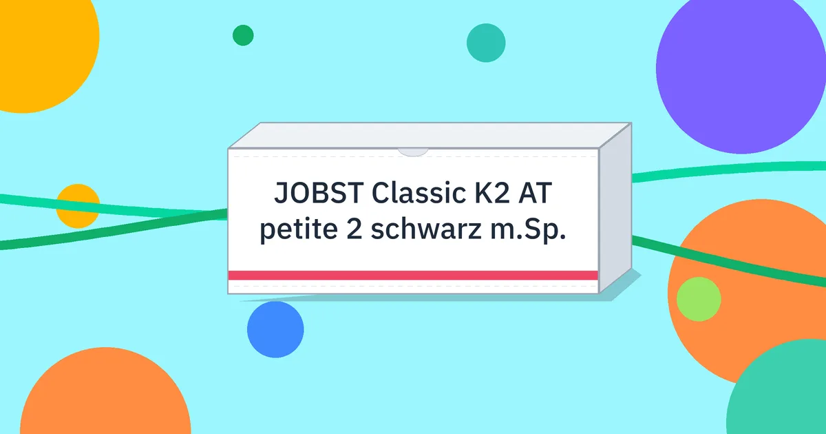 Symbolbild: Packung mit der Aufschrift JOBST Classic K2 AT petite 2 schwarz m.Sp. (PZN 10728754) – Verfügbarkeit und Bezug in Apotheken in Frankfurt am Main