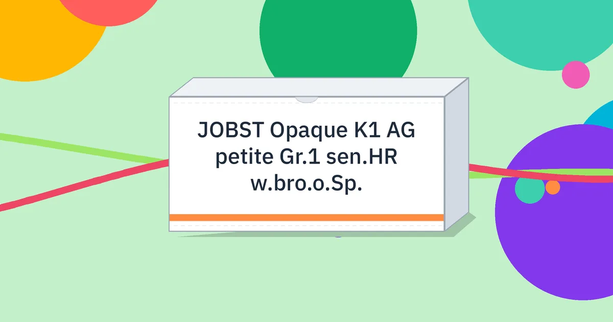 Symbolbild: Packung mit der Aufschrift JOBST Opaque K1 AG petite Gr.1 sen.HR w.bro.o.Sp. (PZN 13089119) – Verfügbarkeit und Bezug in Apotheken in Frankfurt am Main