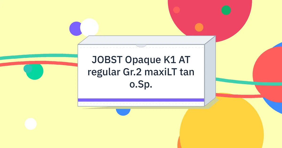 Symbolbild: Packung mit der Aufschrift JOBST Opaque K1 AT regular Gr.2 maxiLT tan o.Sp. (PZN 16275029) – Verfügbarkeit und Bezug in Apotheken in Frankfurt am Main