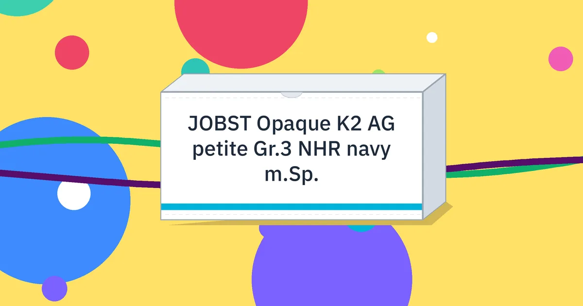 Symbolbild: Packung mit der Aufschrift JOBST Opaque K2 AG petite Gr.3 NHR navy m.Sp. (PZN 13112284) – Verfügbarkeit und Bezug in Apotheken in Frankfurt am Main