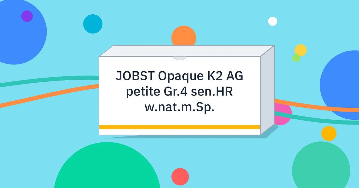 Symbolbild: Packung mit der Aufschrift JOBST Opaque K2 AG petite Gr.4 sen.HR w.nat.m.Sp. (PZN 11256961) – Verfügbarkeit und Bezug in Apotheken in Frankfurt am Main