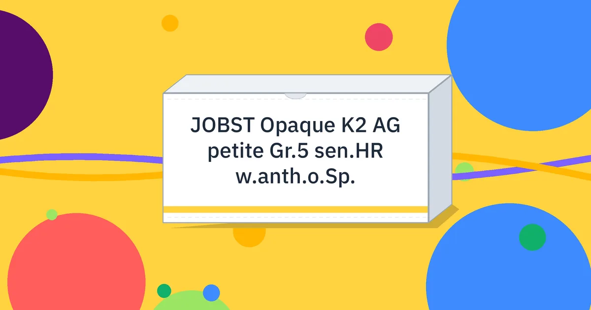 Symbolbild: Packung mit der Aufschrift JOBST Opaque K2 AG petite Gr.5 sen.HR w.anth.o.Sp. (PZN 16283388) – Verfügbarkeit und Bezug in Apotheken in Frankfurt am Main