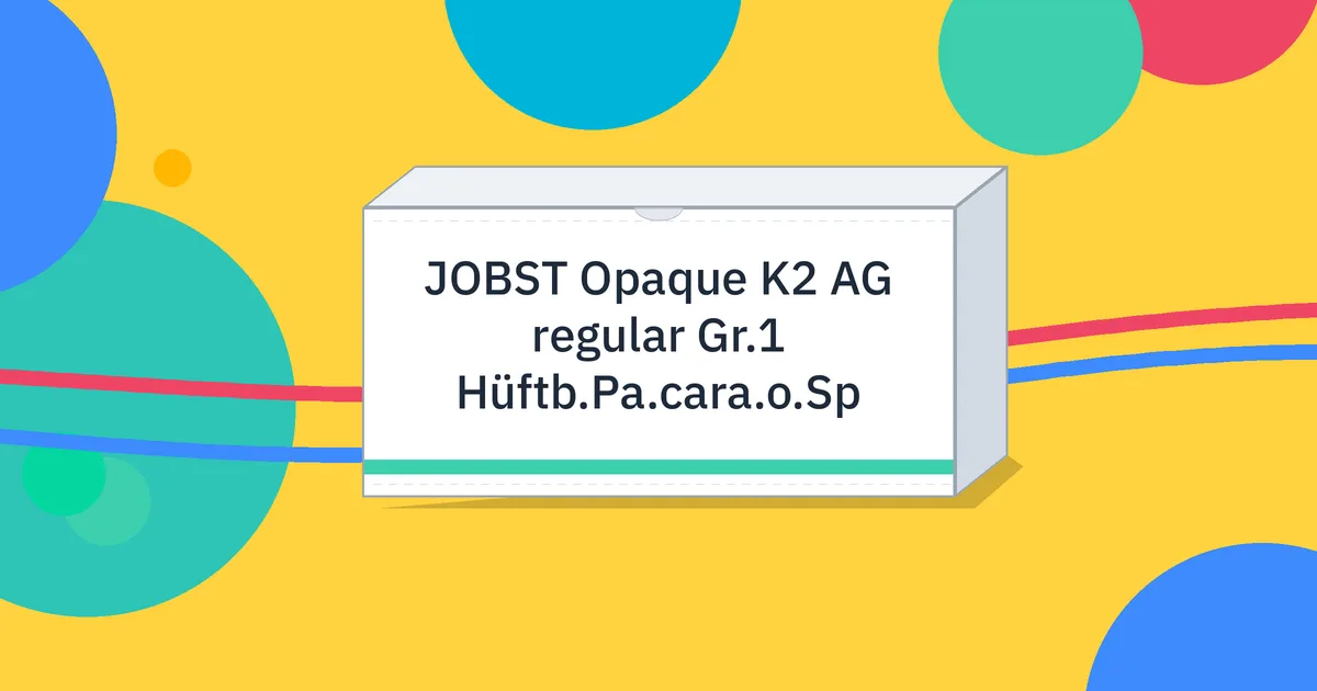 Symbolbild: Packung mit der Aufschrift JOBST Opaque K2 AG regular Gr.1 Hüftb.Pa.cara.o.Sp (PZN 13116796) – Verfügbarkeit und Bezug in Apotheken in Frankfurt am Main