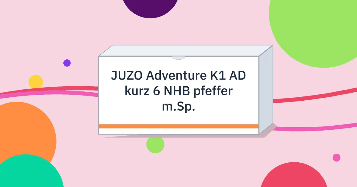 Symbolbild: Packung mit der Aufschrift JUZO Adventure K1 AD kurz 6 NHB pfeffer m.Sp. (PZN 14975366) – Verfügbarkeit und Bezug in Apotheken in Frankfurt am Main