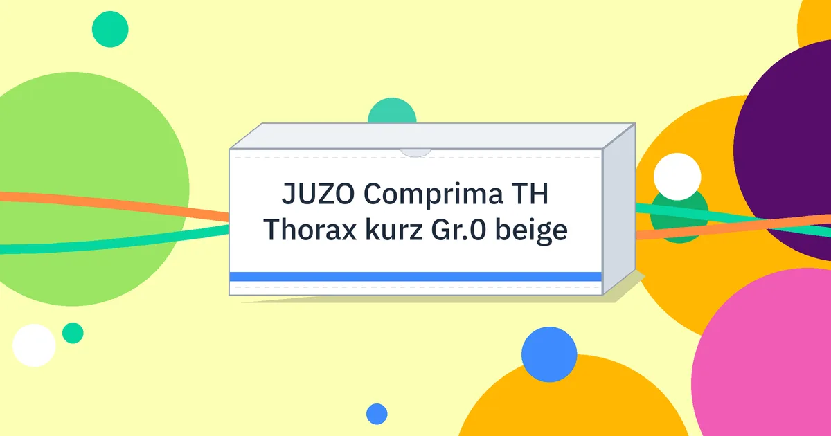 Symbolbild: Packung mit der Aufschrift JUZO Comprima TH Thorax kurz Gr.0 beige (PZN 20782281) – Verfügbarkeit und Bezug in Apotheken in Frankfurt am Main