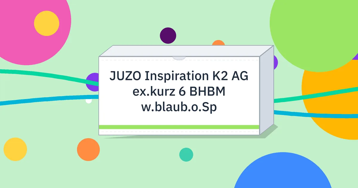 Symbolbild: Packung mit der Aufschrift JUZO Inspiration K2 AG ex.kurz 6 BHBM w.blaub.o.Sp (PZN 14886059) – Verfügbarkeit und Bezug in Apotheken in Frankfurt am Main