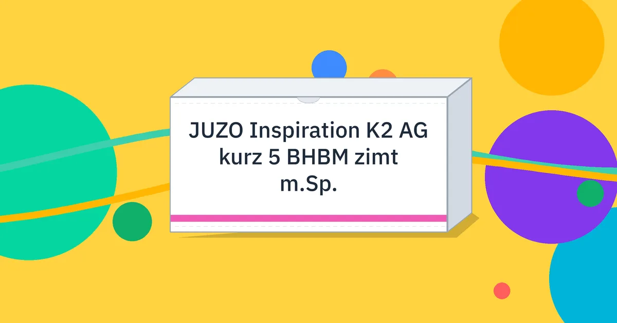Symbolbild: Packung mit der Aufschrift JUZO Inspiration K2 AG kurz 5 BHBM zimt m.Sp. (PZN 14875334) – Verfügbarkeit und Bezug in Apotheken in Frankfurt am Main
