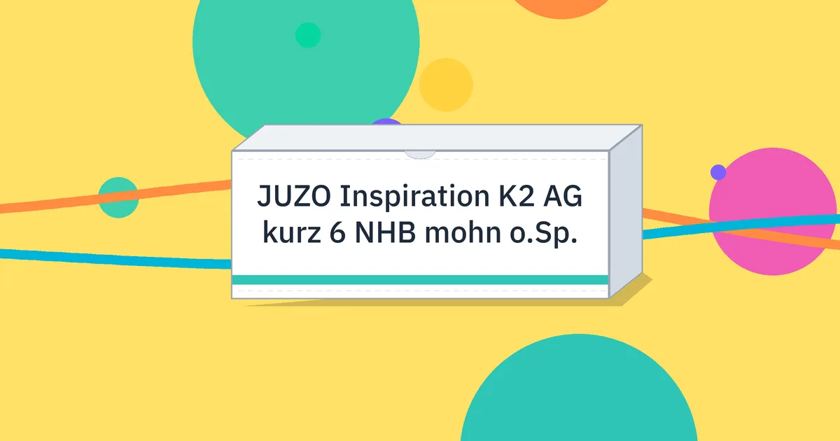 Symbolbild: Packung mit der Aufschrift JUZO Inspiration K2 AG kurz 6 NHB mohn o.Sp. (PZN 14923352) – Verfügbarkeit und Bezug in Apotheken in Frankfurt am Main
