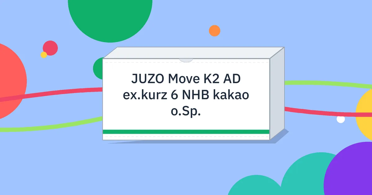 Symbolbild: Packung mit der Aufschrift JUZO Move K2 AD ex.kurz 6 NHB kakao o.Sp. (PZN 18542569) – Verfügbarkeit und Bezug in Apotheken in Frankfurt am Main