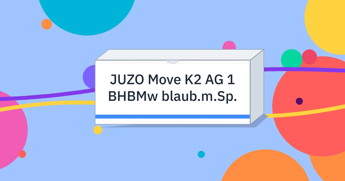 Symbolbild: Packung mit der Aufschrift JUZO Move K2 AG 1 BHBMw blaub.m.Sp. (PZN 18556413) – Verfügbarkeit und Bezug in Apotheken in Frankfurt am Main
