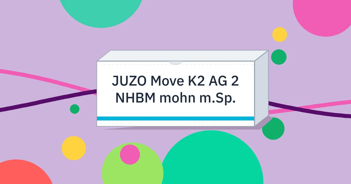 Symbolbild: Packung mit der Aufschrift JUZO Move K2 AG 2 NHBM mohn m.Sp. (PZN 18554957) – Verfügbarkeit und Bezug in Apotheken in Frankfurt am Main