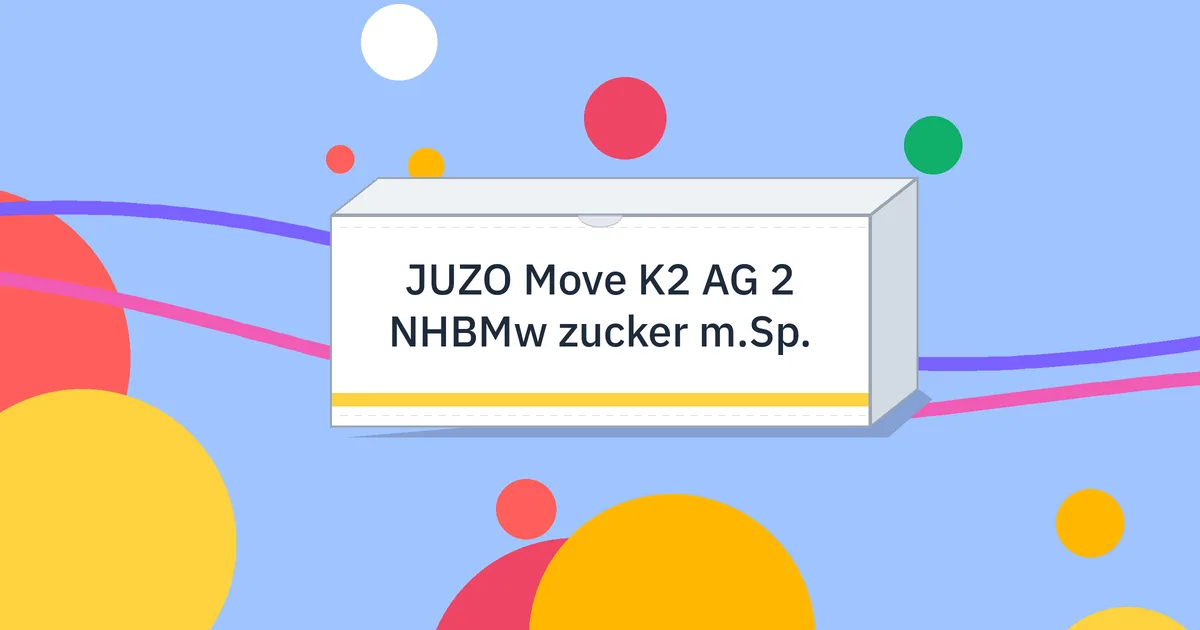 Symbolbild: Packung mit der Aufschrift JUZO Move K2 AG 2 NHBMw zucker m.Sp. (PZN 18523431) – Verfügbarkeit und Bezug in Apotheken in Frankfurt am Main